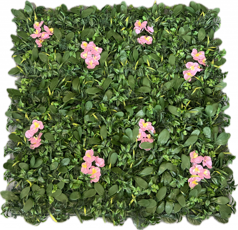 Pink Orchid Artificial Green Wall 1m x 1m - Laurus Decor